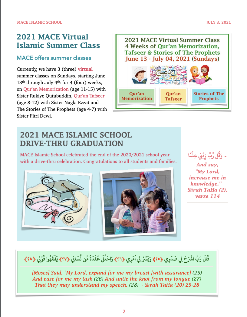 Islamic School Activities – MACE Islamic Center